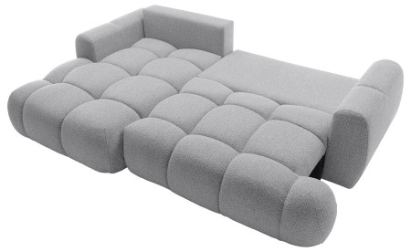 Canapé d'angle gauche 4 places convertible avec coffre en tissu bouclette Yulin