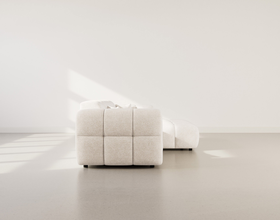 Canapé d'angle droit 4 places en tissu texturé Mini Ray