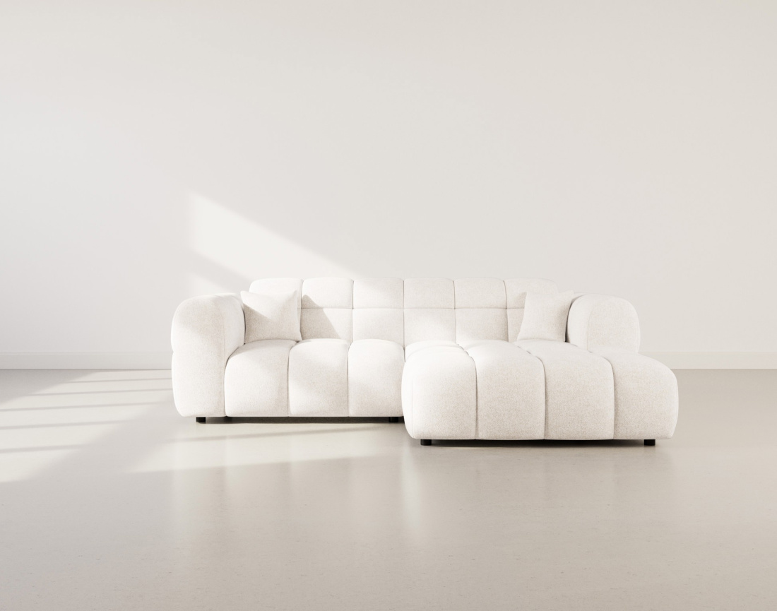 Canapé d'angle droit 4 places en tissu texturé Mini Ray