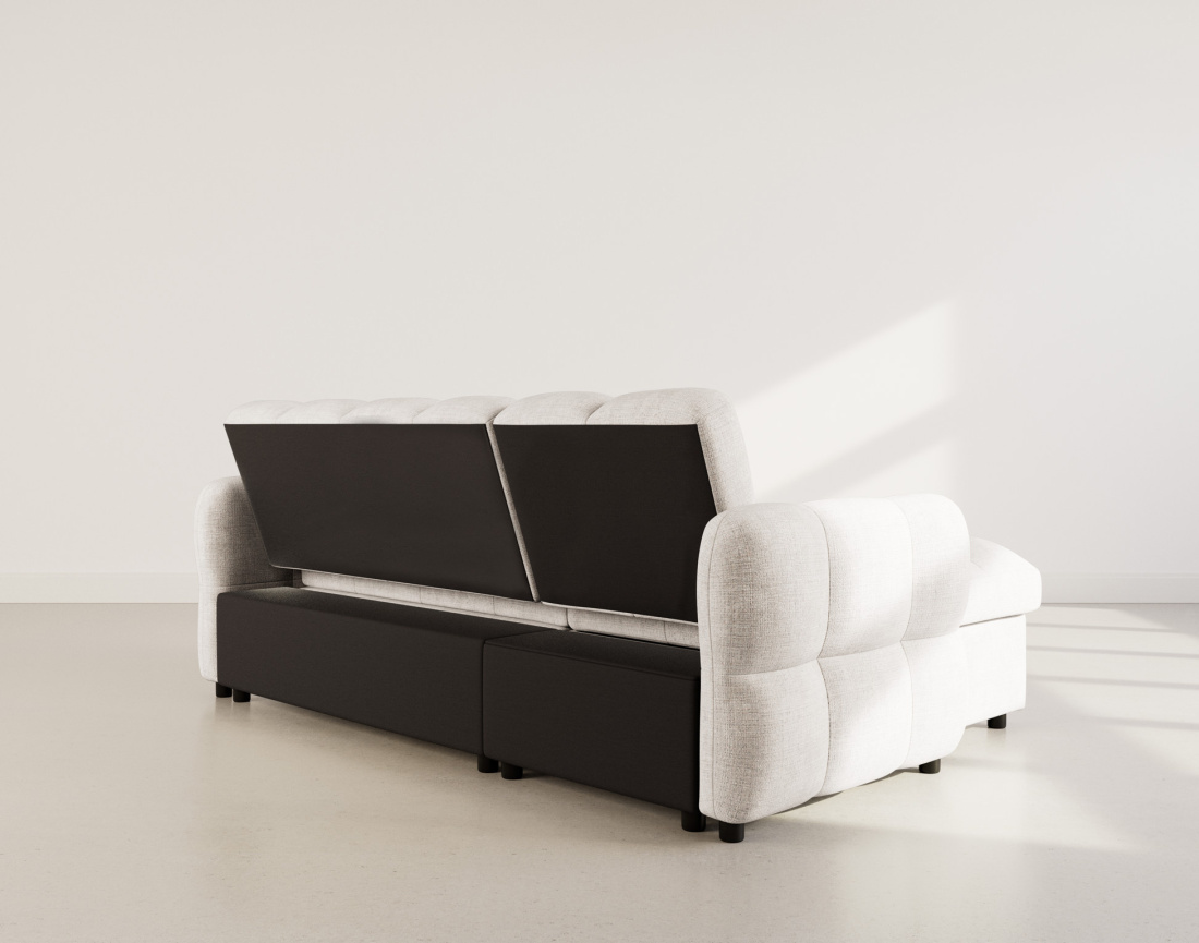 Canapé d'angle réversible 4 places convertible avec coffre en velours ...