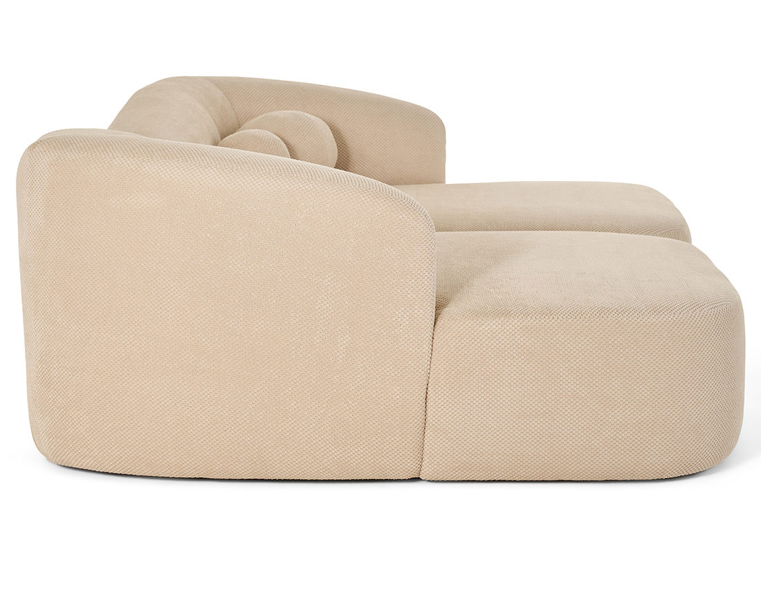 Canapé droit 3 places avec double méridienne - assise profonde - en velours texturé Charles