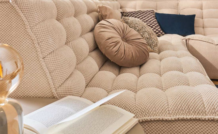 Canapé modulable d'angle réversible 4 places en velours texturé Ellie