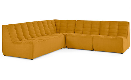 Canapé modulable d'angle réversible 5 places en velours texturé Ellie