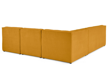 Canapé modulable d'angle réversible 5 places en velours texturé Ellie