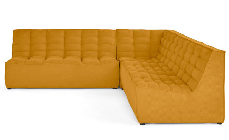 Canapé modulable d'angle réversible 5 places en velours texturé Ellie