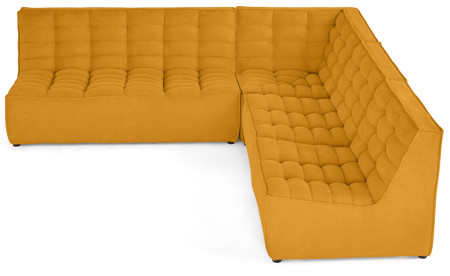 Canapé modulable d'angle réversible 5 places en velours texturé Ellie